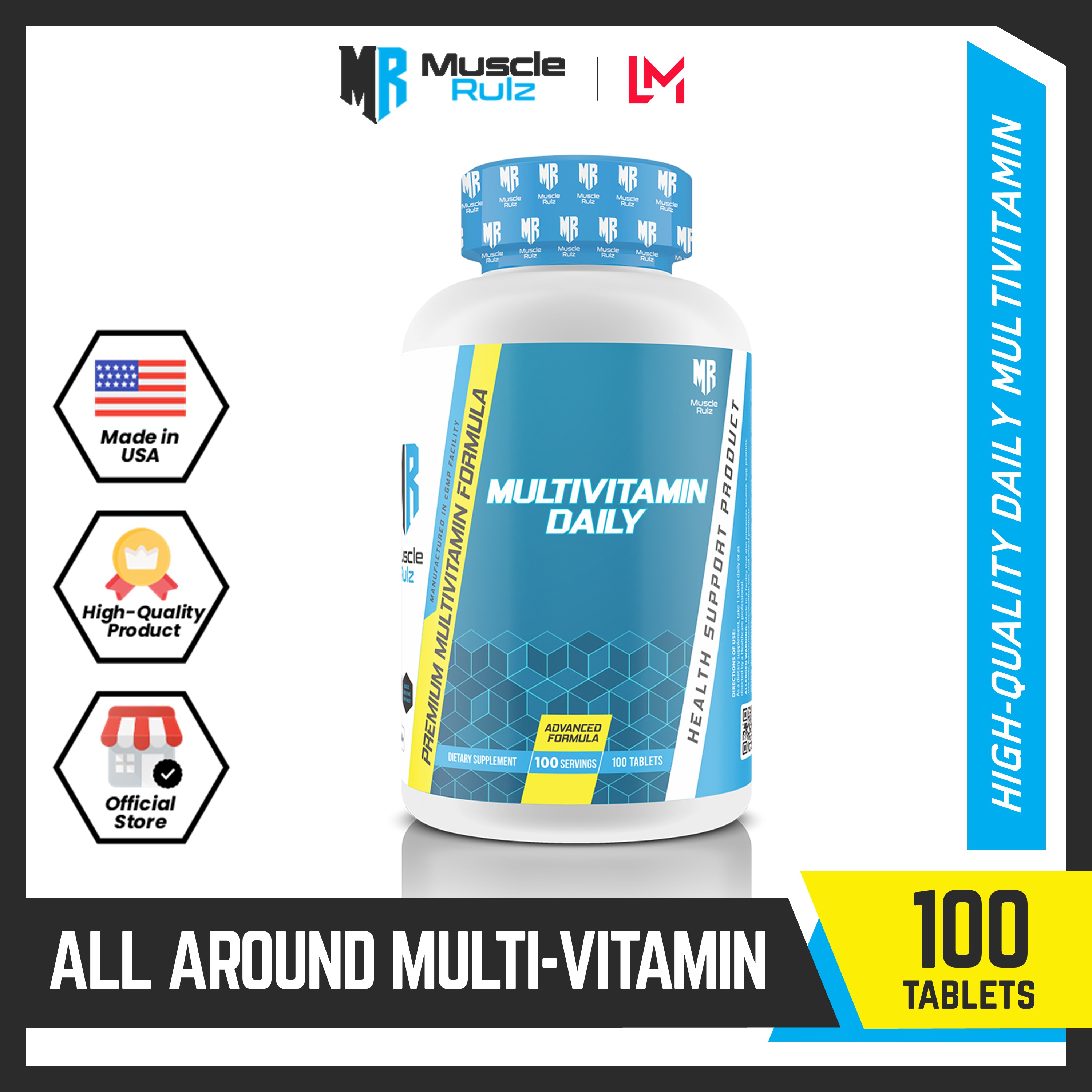 Muscle Rulz Multivitamin Daily - 100 Tablets | Multivitamin for Men and Women | Multi vitamins ...