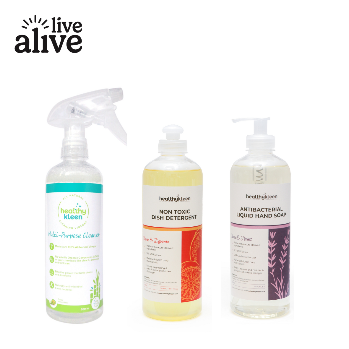 Healthy Kleen - Home Essentials Trio (Multi-Purpose Cleaner + Dish ...