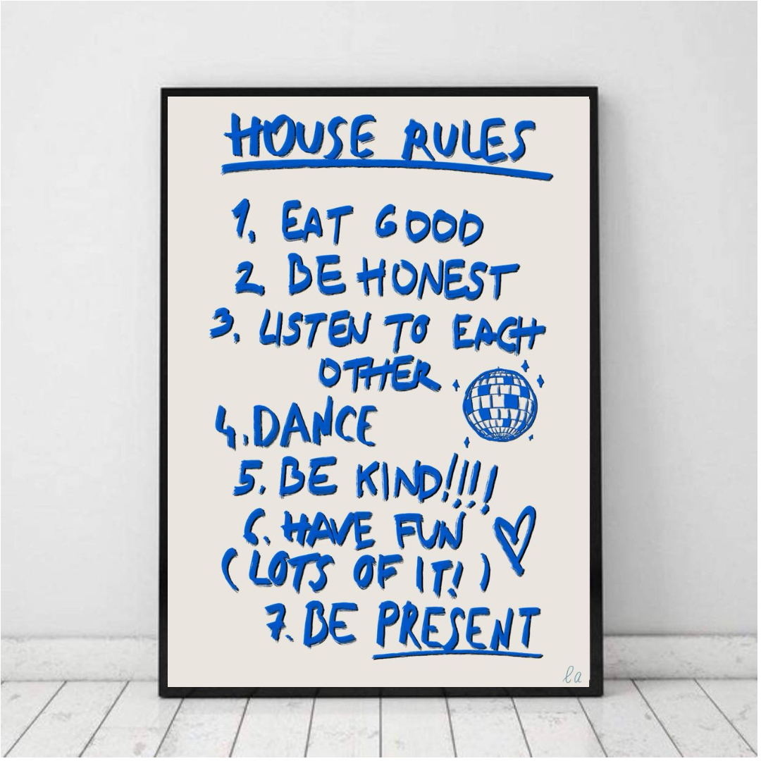 House Rules Aesthetic Blue Poster Wall Decoration | Lazada PH