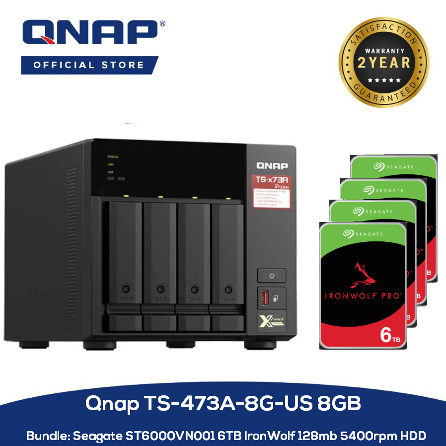 Qnap TS-473A-8G 8GB 4-Bay NAS | Qnap TS-473A-8G-US 8GB 4-Bay NAS with bundle 4pcs Seagate 2TB ...