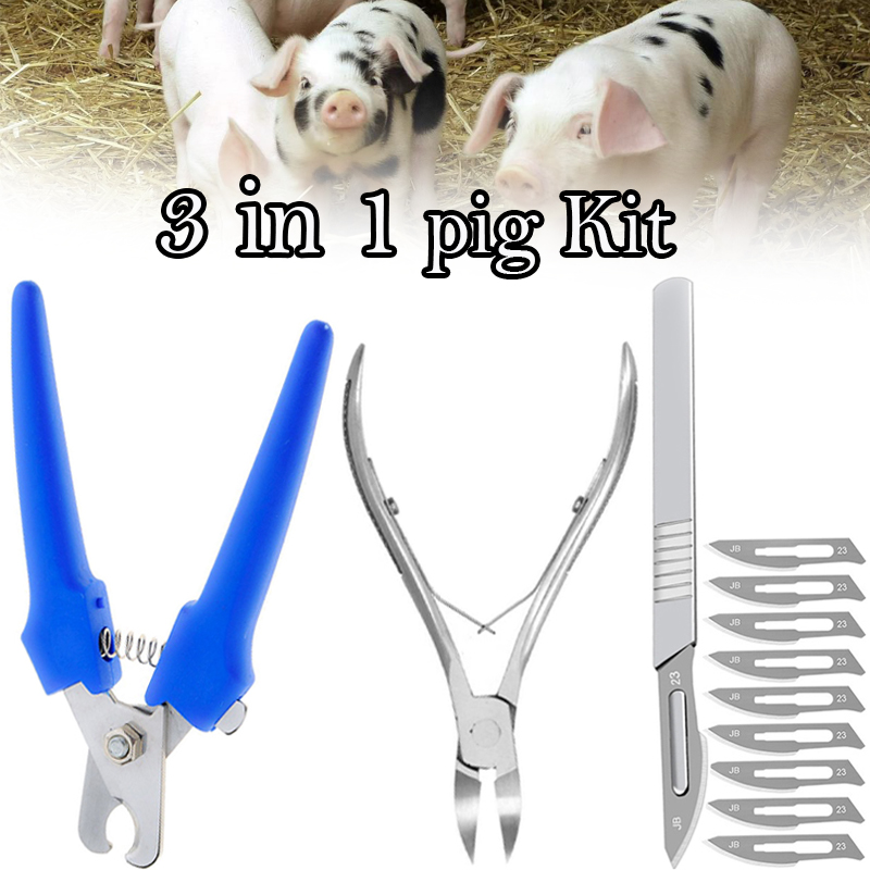 3 in 1 Pig Kit [Piglets Tail Cutter+No. 23 Pig Castration Cutter ...