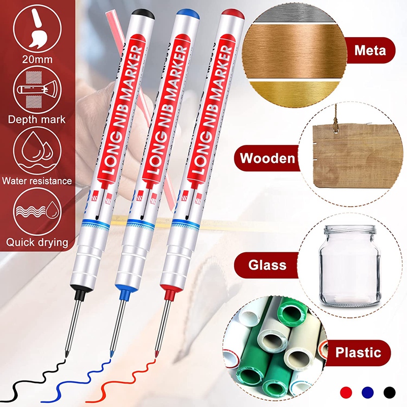 8 Multi-Purpose Deep Hole Marker Pens Long Nosed Marker Deep Drill Hole ...