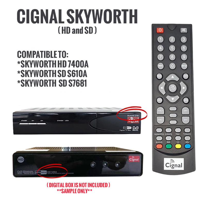 Cignal Remote Control for Skyworth/GUA/Arion/Satlite HD TV Box ...