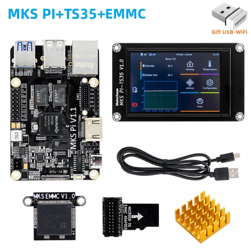 MKS PI v1.1 board KLIPPER controller card Makerbase Klipper Screen TS35 ...