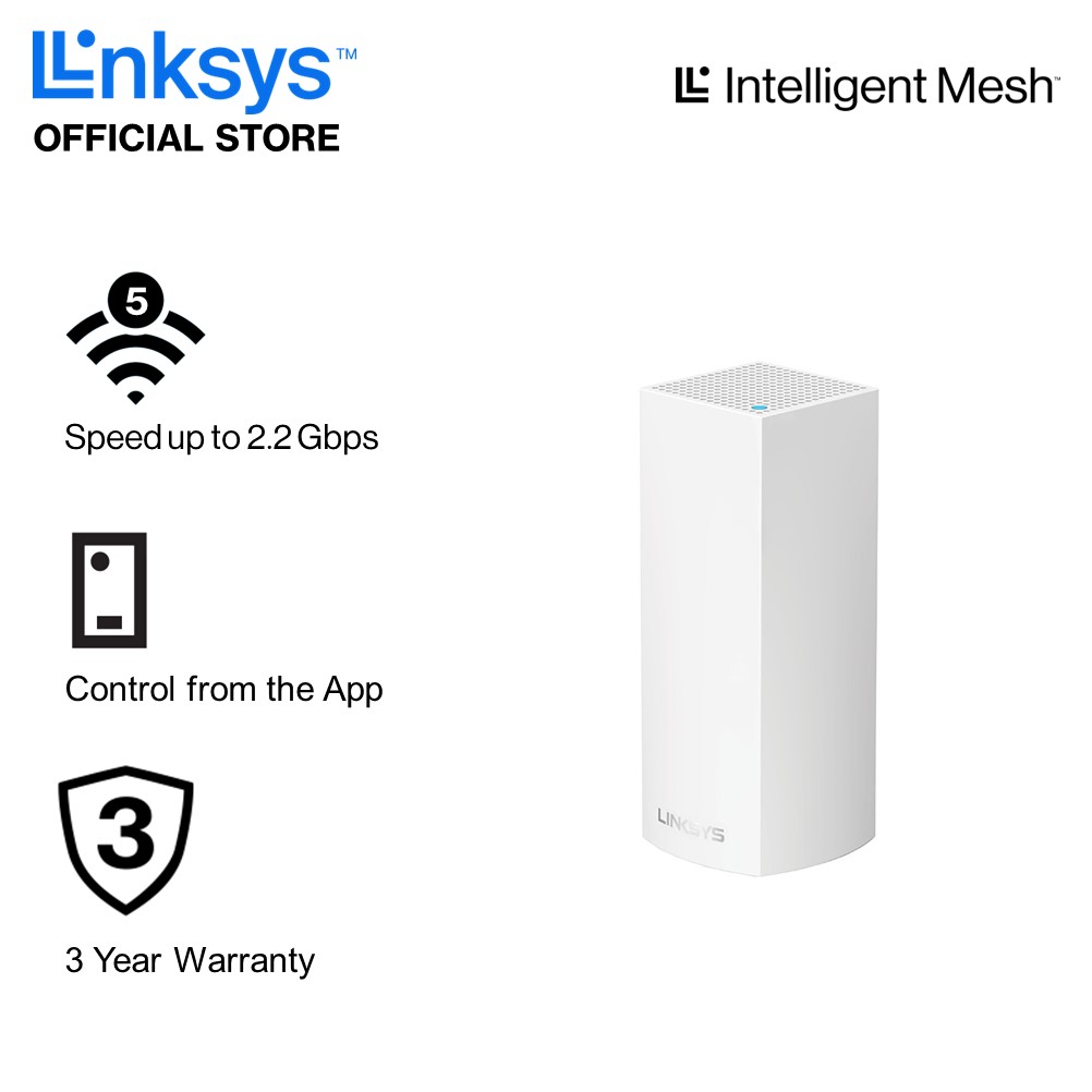 LINKSYS VELOP AC2200 (1 PACK) TRI-BAND WHOLE HOME MESH WIFI 5 SYSTEM (WHW0301) | Lazada PH