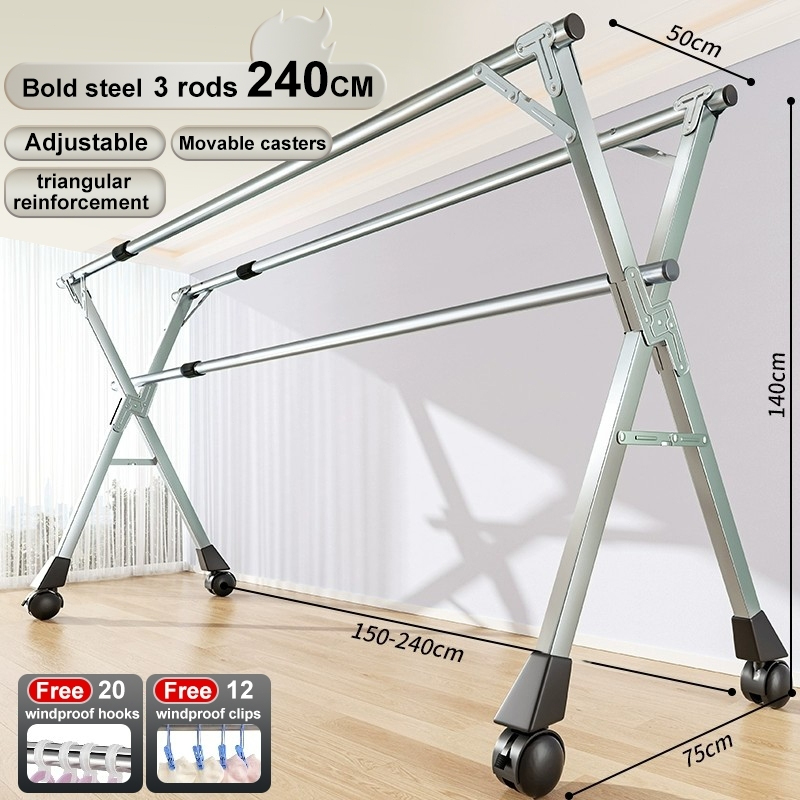 120-240cm Double Pole Sampayan Stainless Clothes Drying Rack with ...