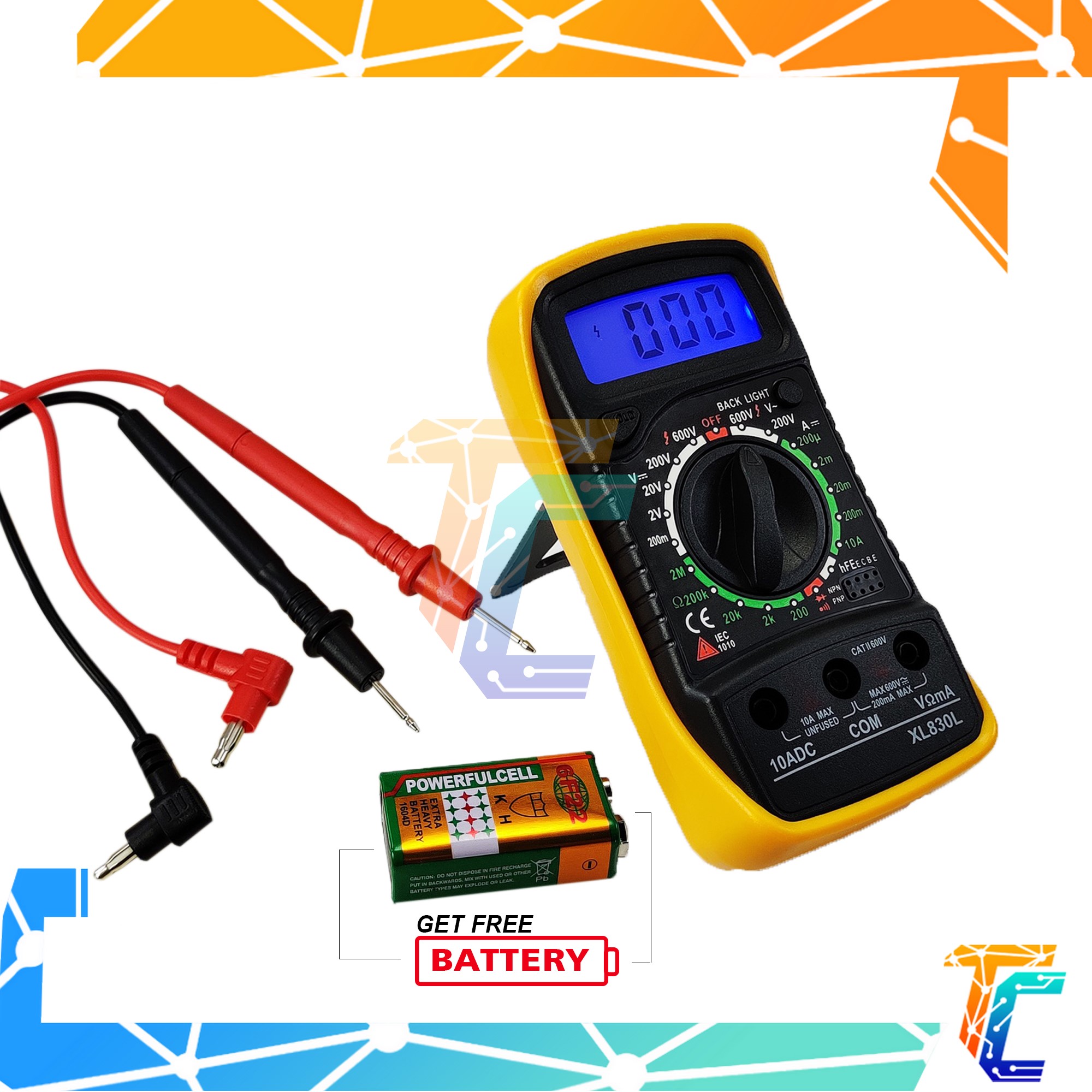 Digital tester multitester with battery LCD Digital Multimeter Measure ...