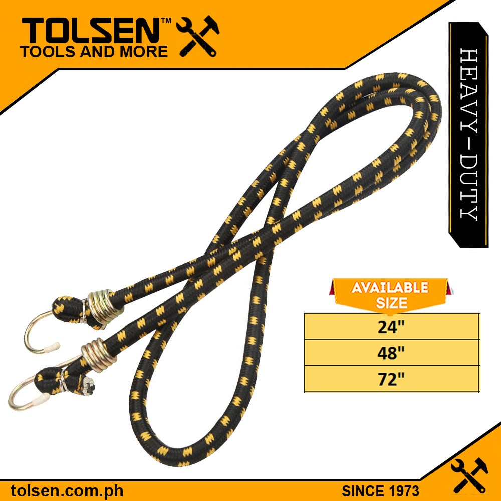 Tolsen Luggage Rope w/ 2 Hooks (24" | 48" | 72") Rubber Rope | Lazada PH