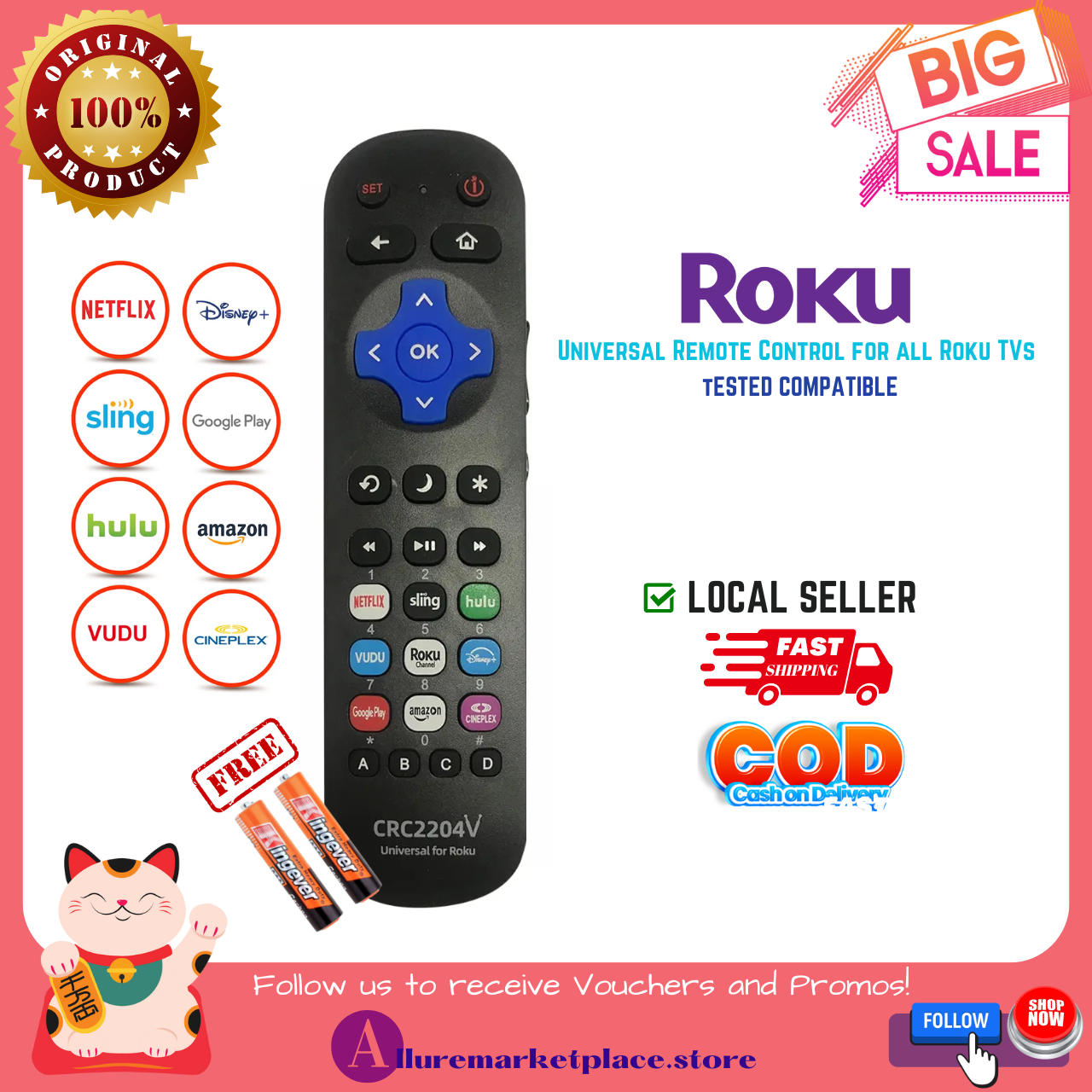 Roku TV Remote Control Universal Remote Compatible for all Roku Remote ...