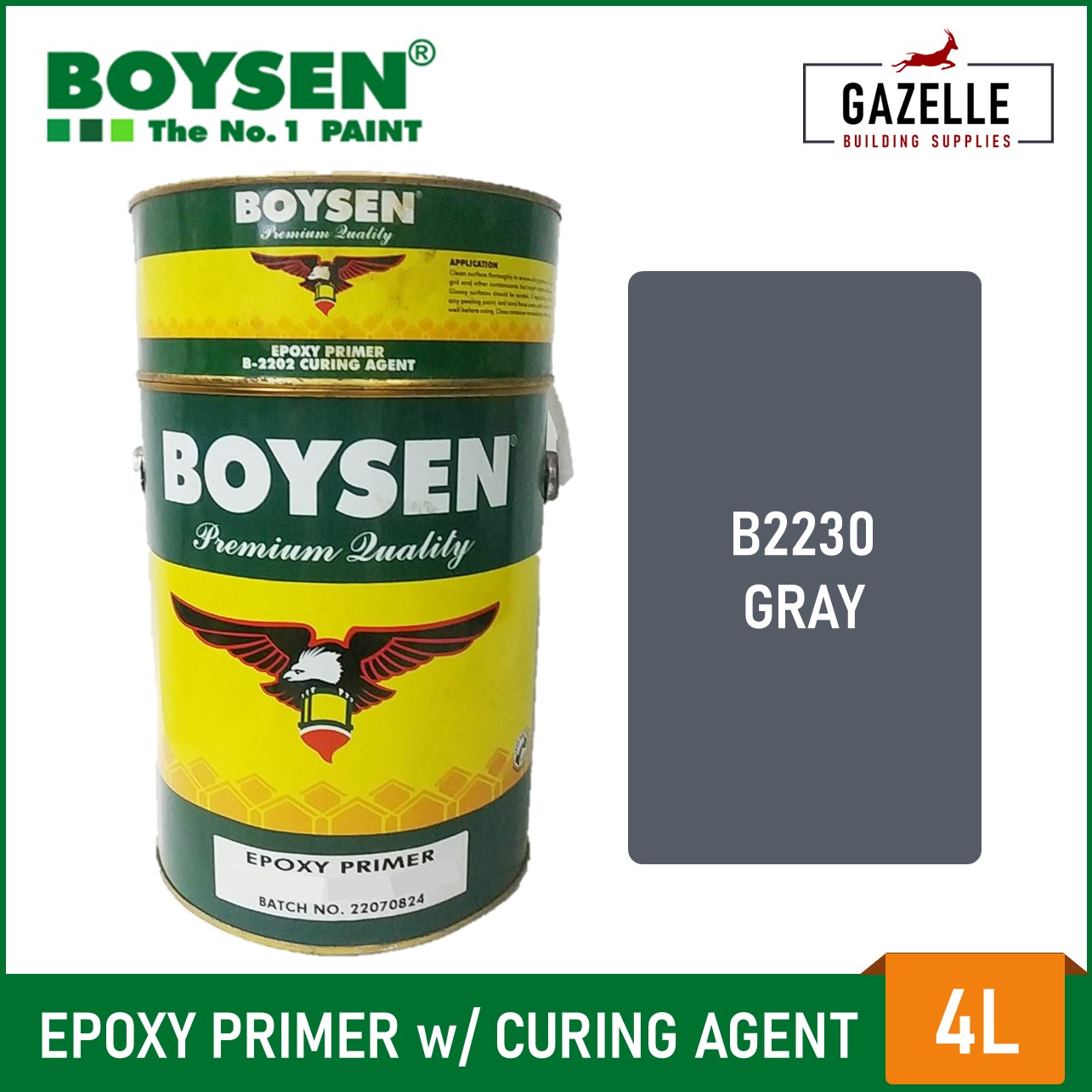 Boysen Epoxy Primer Gray B2230 - 4L w/ Curing Agent | Lazada PH