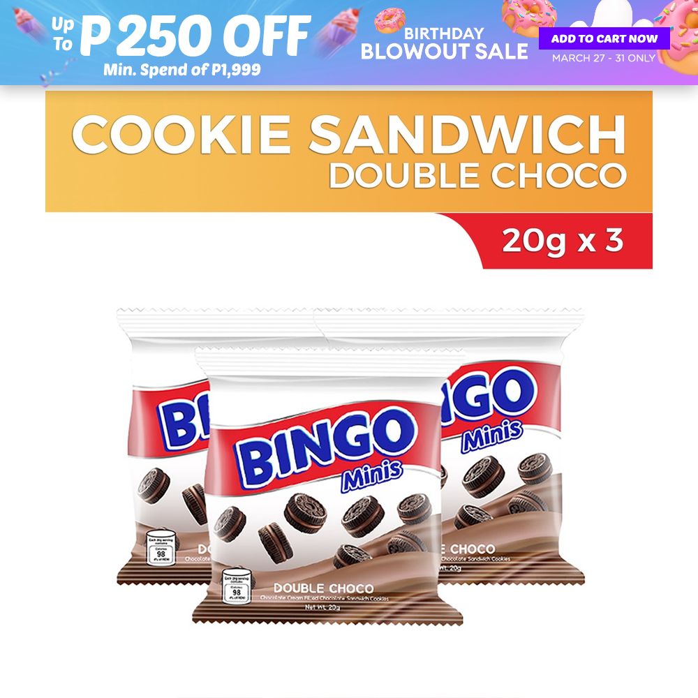 Bingo Cookie Sandwich Double Choco Minis 20gx3 | Lazada PH