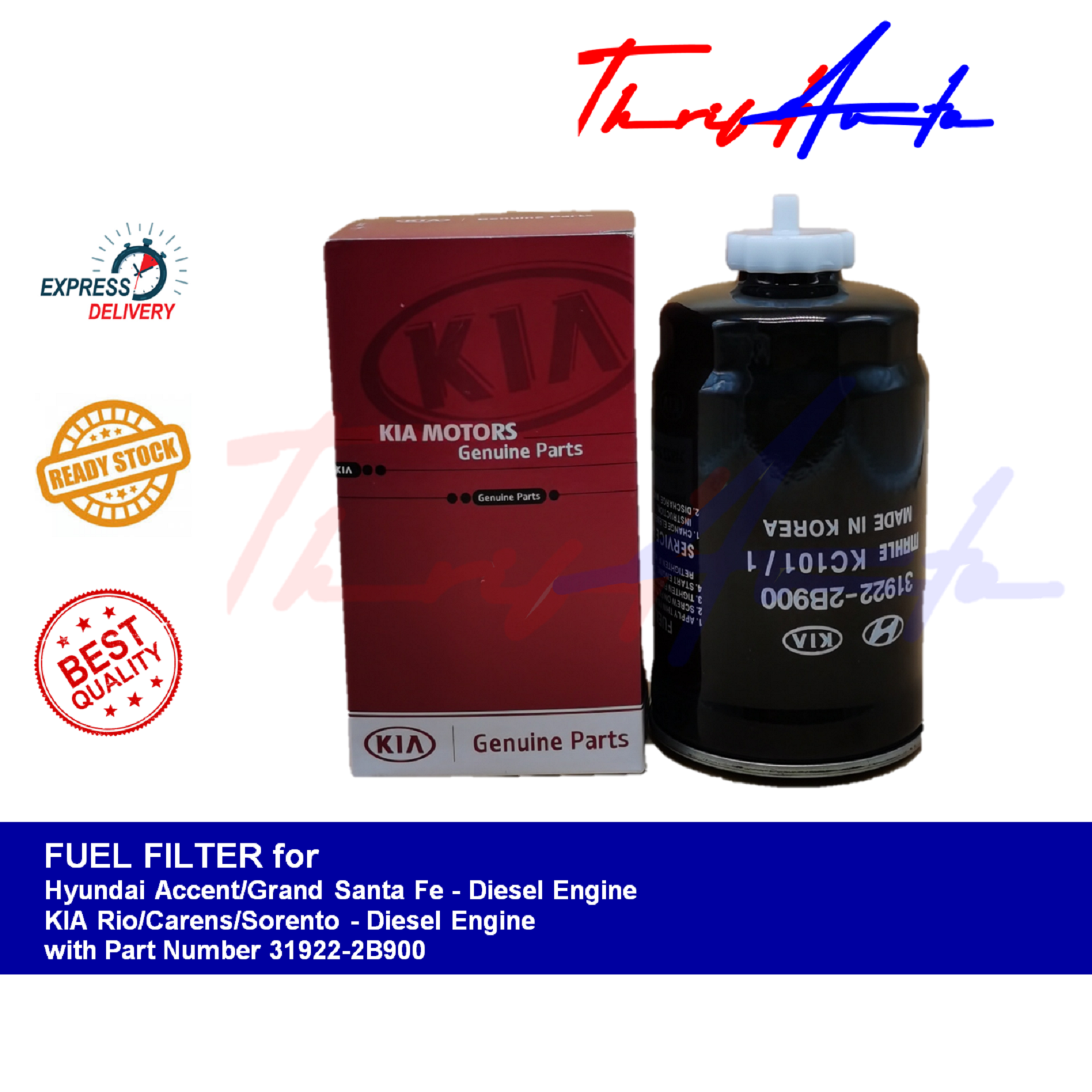 Fuel Filter for Hyundai Accent, Santa Fe / KIA Rio,Carens,Sorento ...