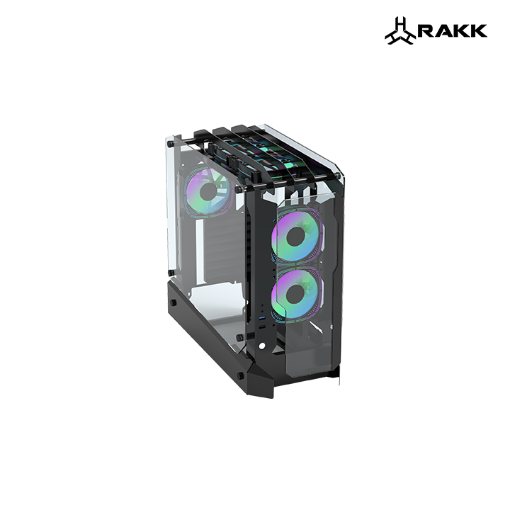 RAKK Grande ATX Open Frame Tempered Gaming PC Case Black for Desktop PC ...