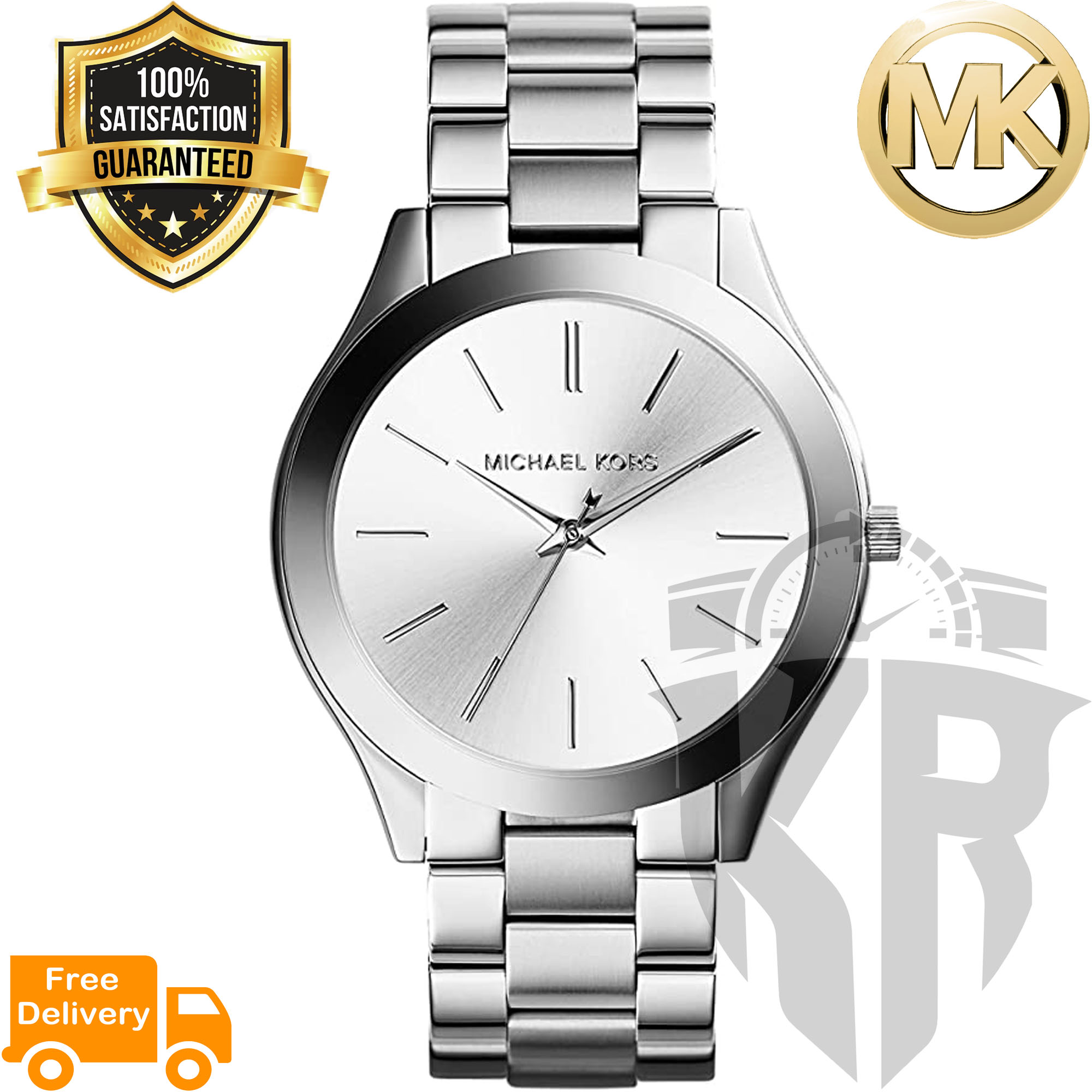 Michael Kors Slim Runway Silver-Tone MK Watch for Men & Women by: K&R ...