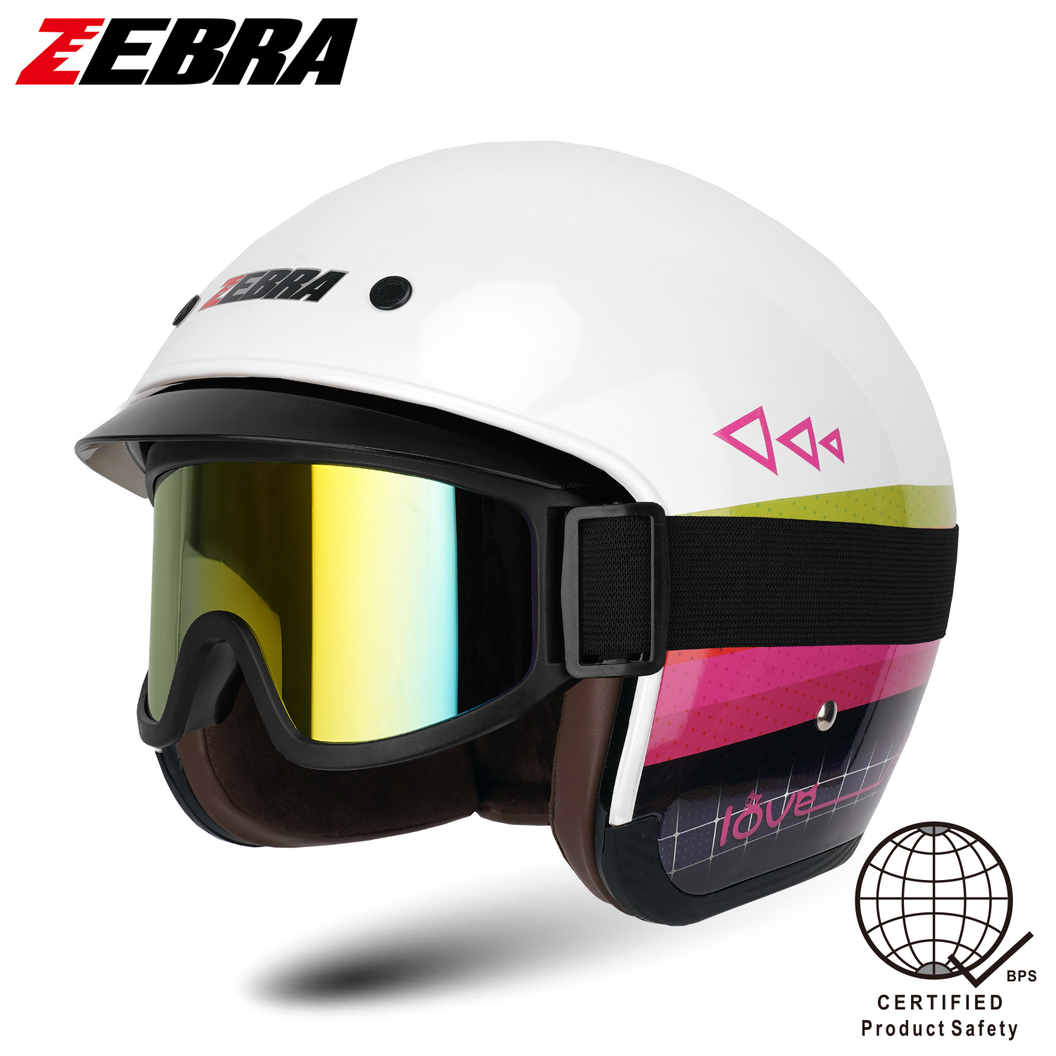 Zebra 603 Motorcycle Helmets Half Face Vintage Harley Retro Motor ...
