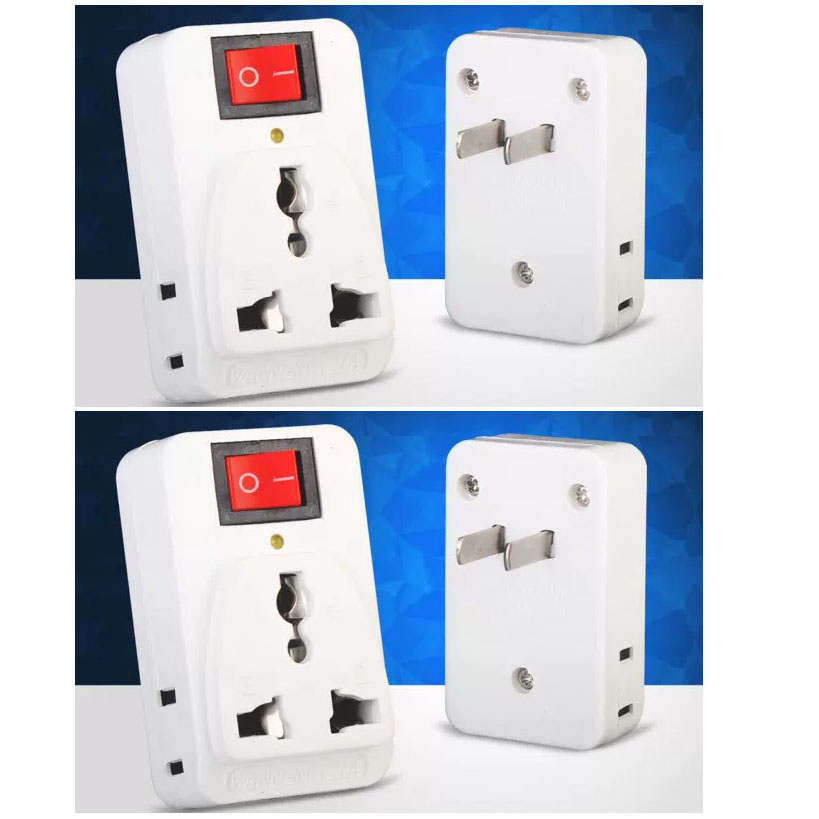 2pcs With ON/OFF Switch ~~~~ Universal Power Plug Dual Socket Adapter ...
