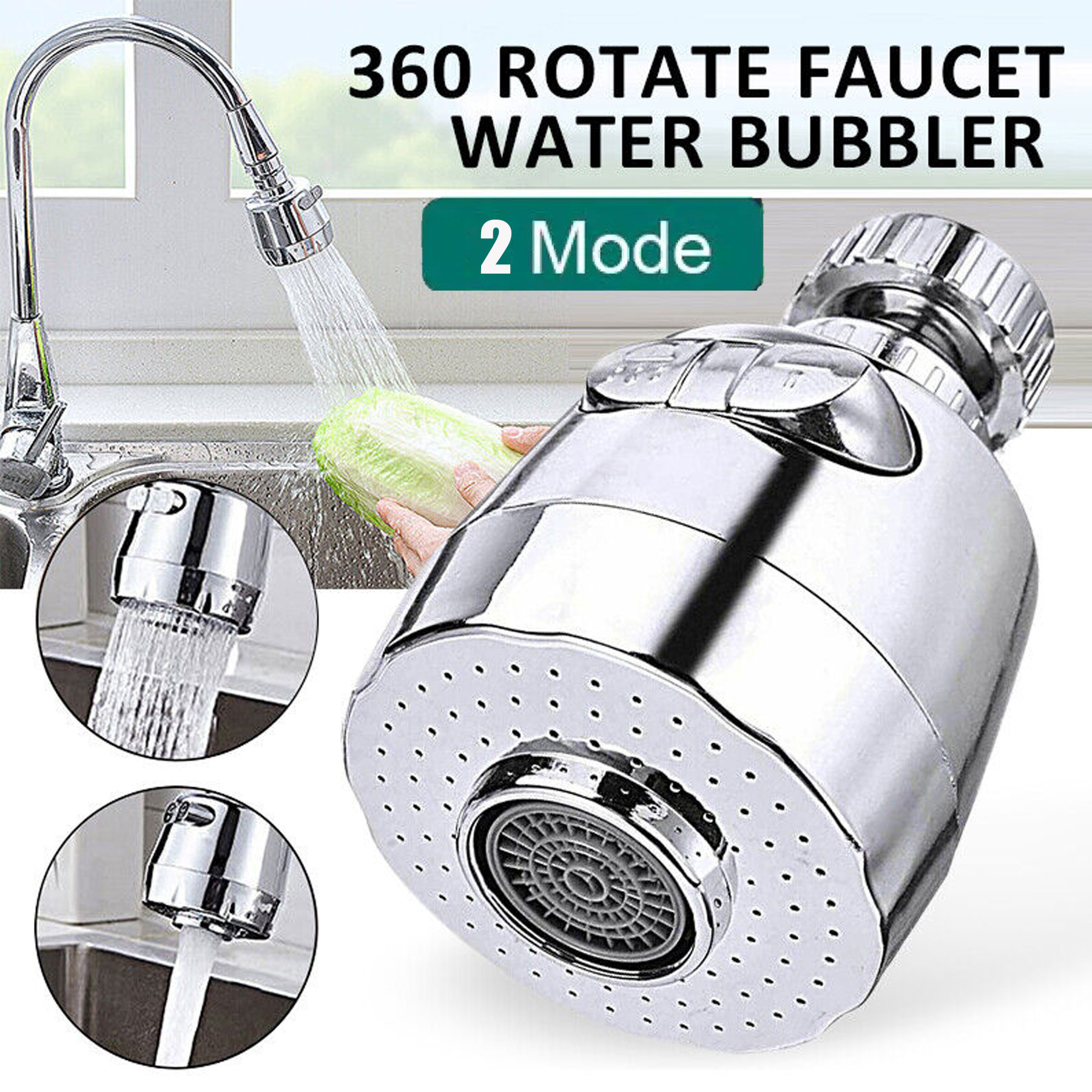AVINAS 2 Mode Mixer Aerator 360° Rotating Water Tap Faucet Nozzle For ...