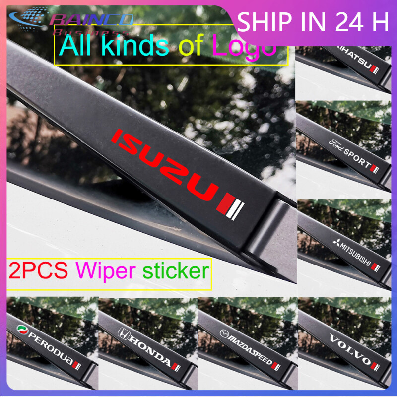 2PCS Wiper sticker Rear View Mirror Stripes Stickers Emblem logo For ...