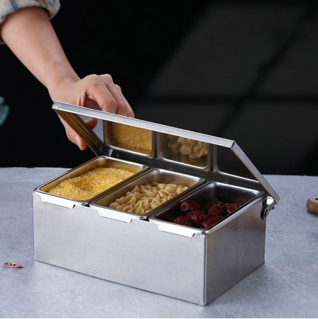 304 All Steel Stainless Steel Seasoning Box with Lid Hotel Seasoning ...