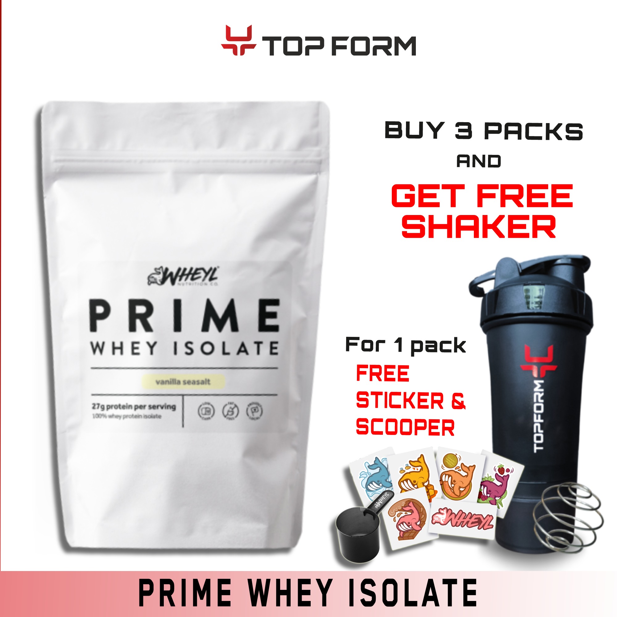 PRIME Whey Protein Isolate- FREE Shaker per 3 packs - FREE Scooper ...