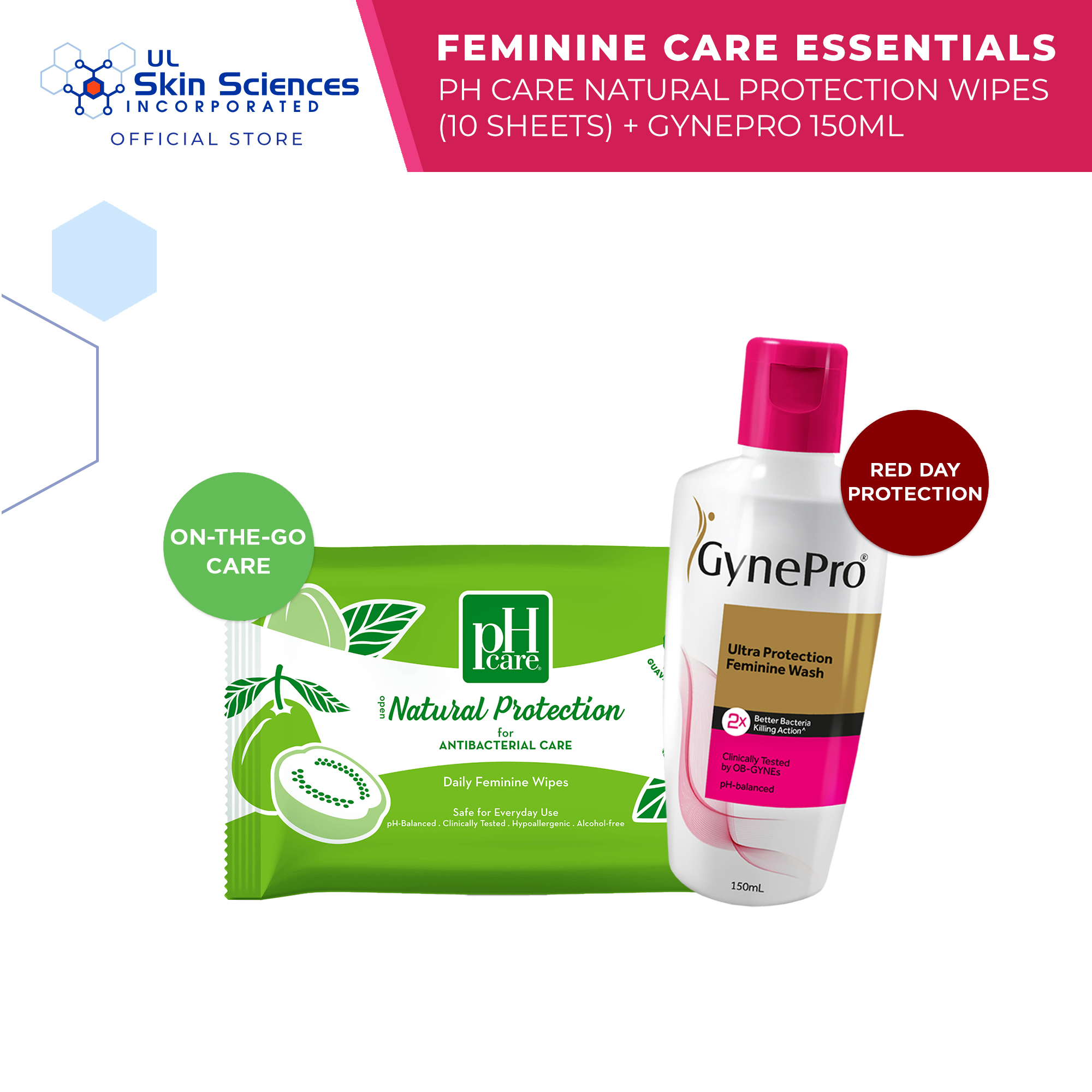 Feminine Care Essentials Bundle (GynePro 150mL + pH Care Natural ...