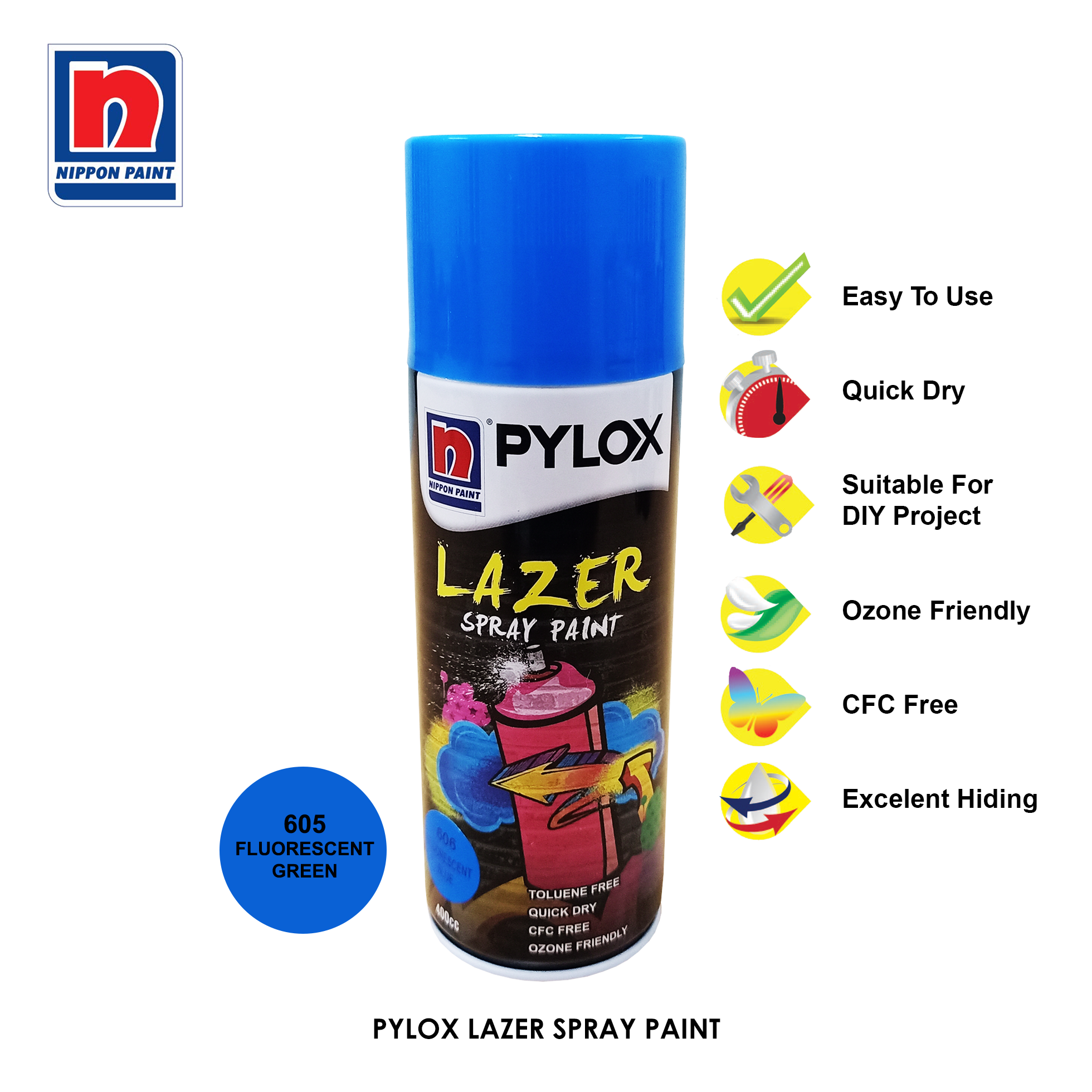 Pylox Lazer Spray Paint Fluorescent Blue No.606 Nippon | Lazada PH