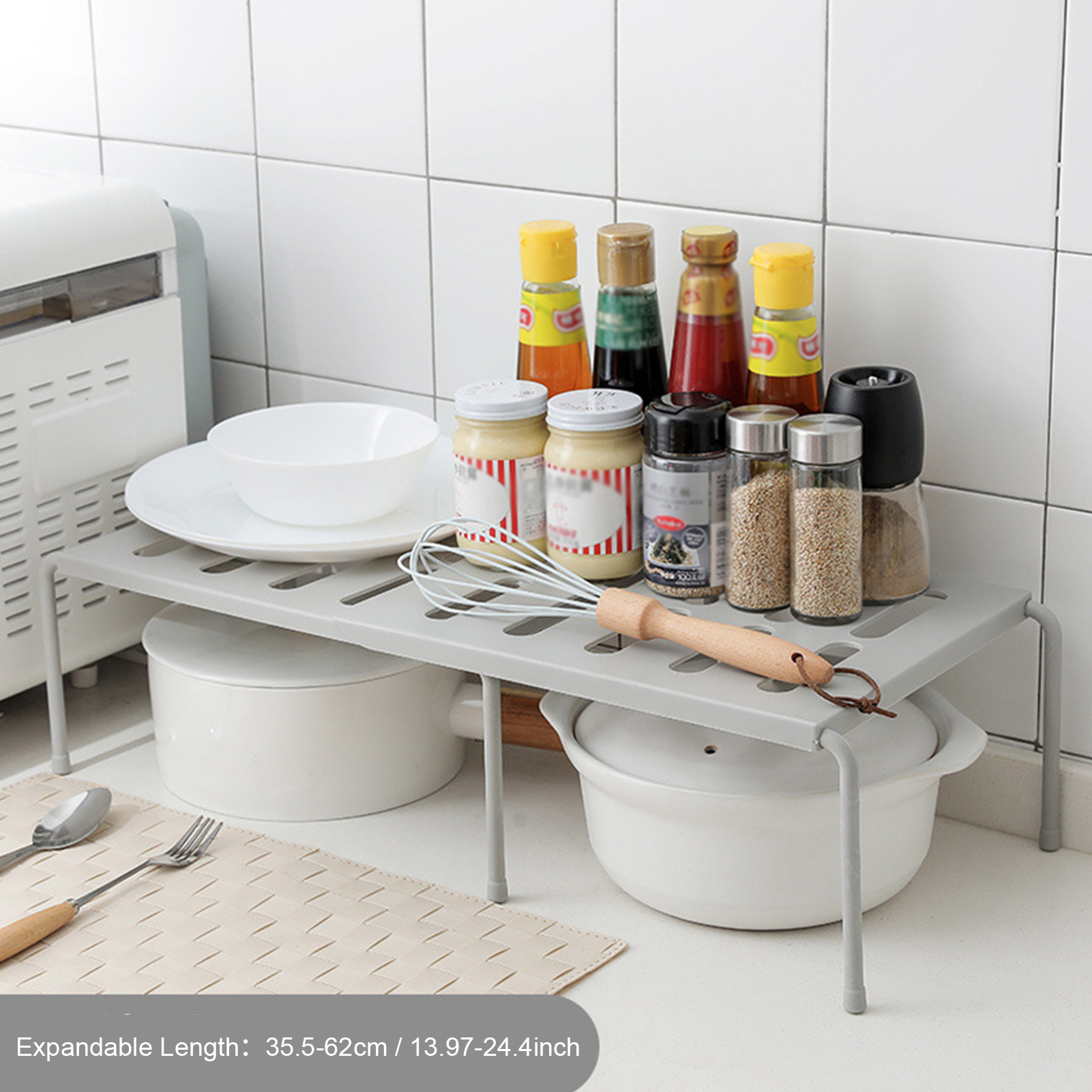 Expandable Kitchen Storage Shelf Rack Stackable Pantry Shelves Kitchen ...