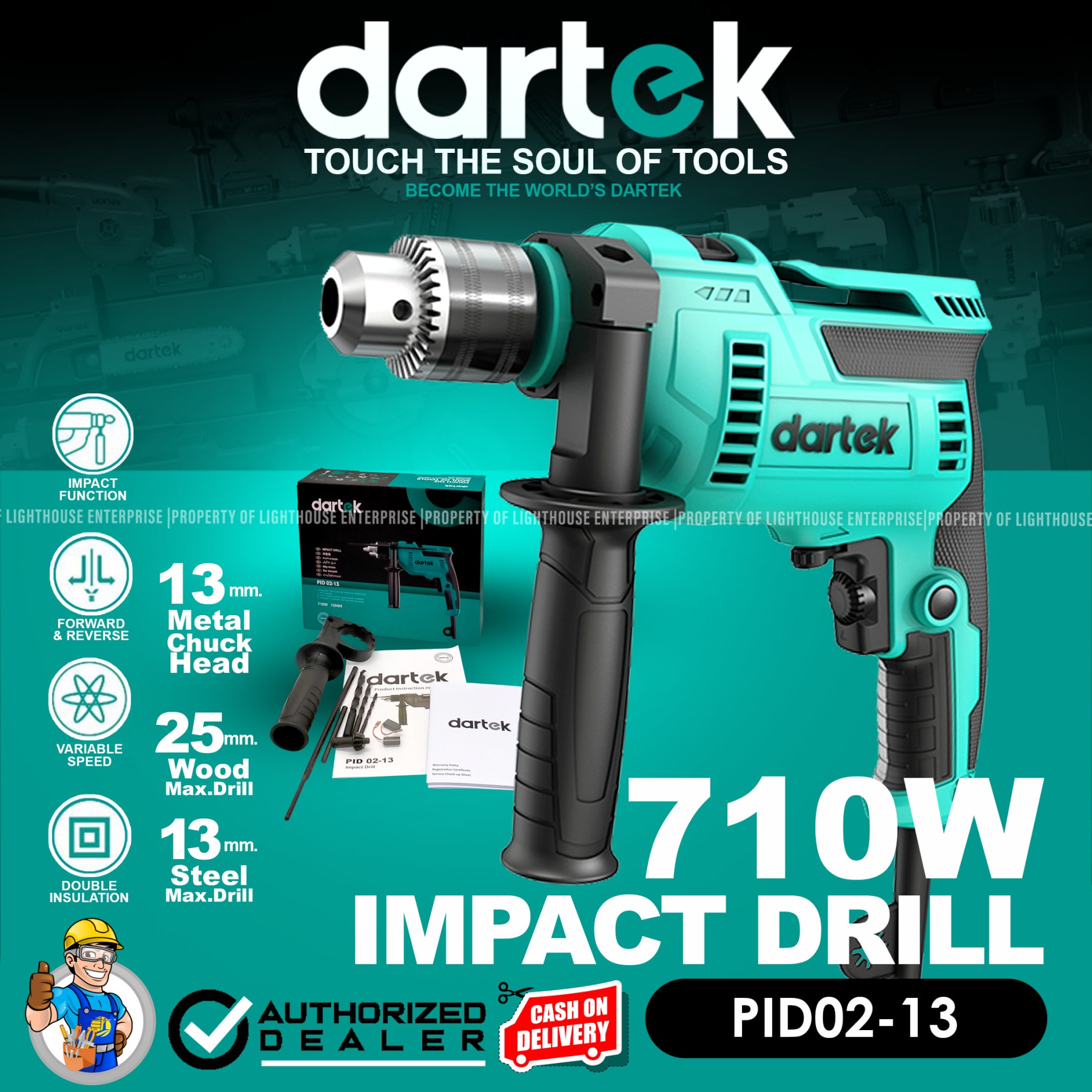 DARTEK UK 710W 13MM Impact Drill with Variable Speed (PID 02-13 ...
