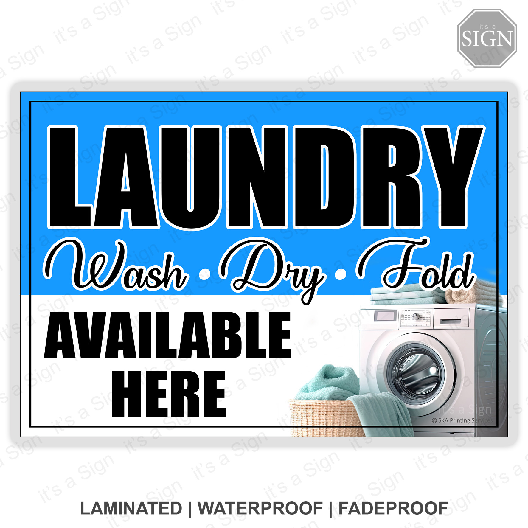 Laundry Wash Dry Fold Store Sign - Laminated Signage Label - A4 / A3 ...