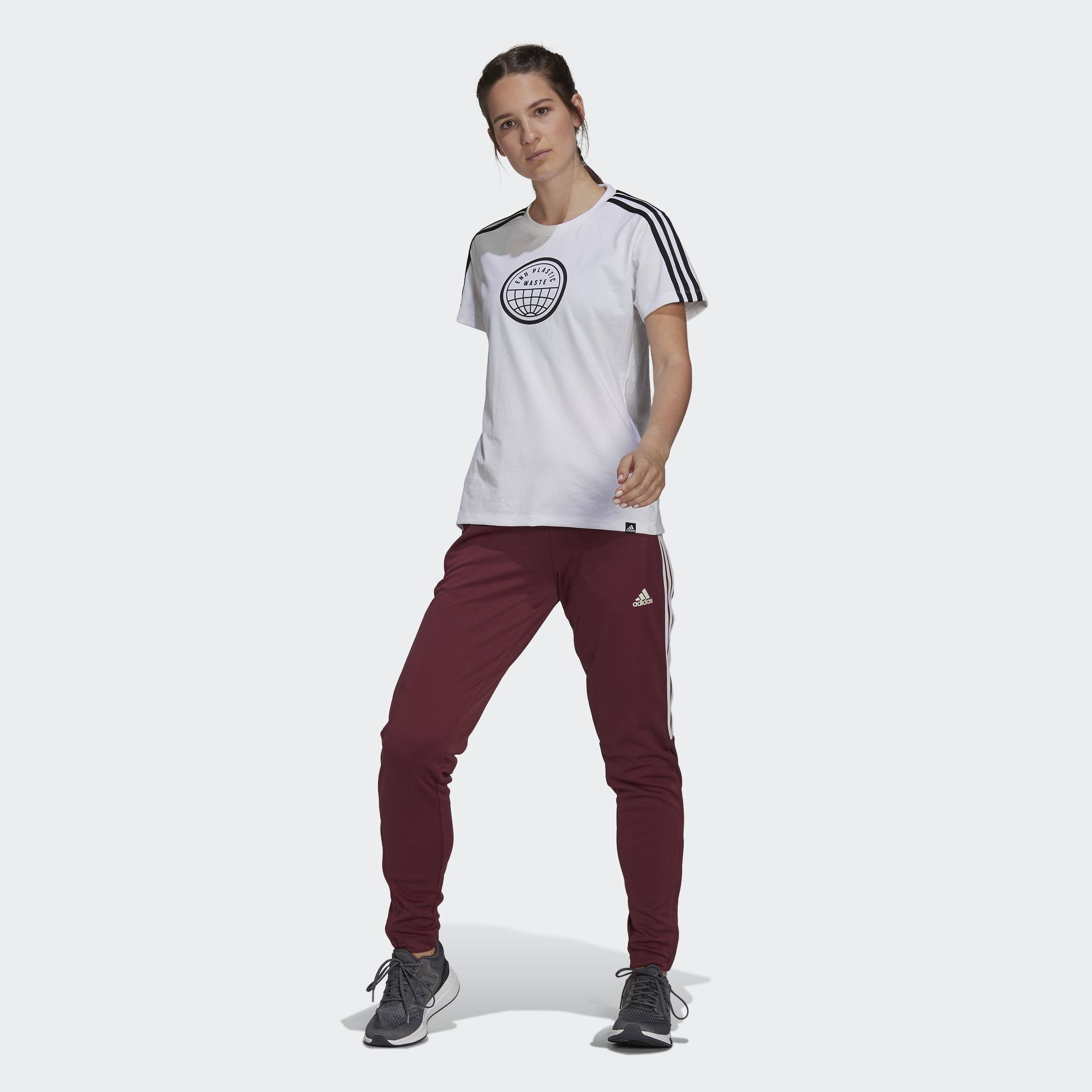 adidas End Plastic Waste 3-Stripes Primeblue Graphic Tee White GS4163 ...