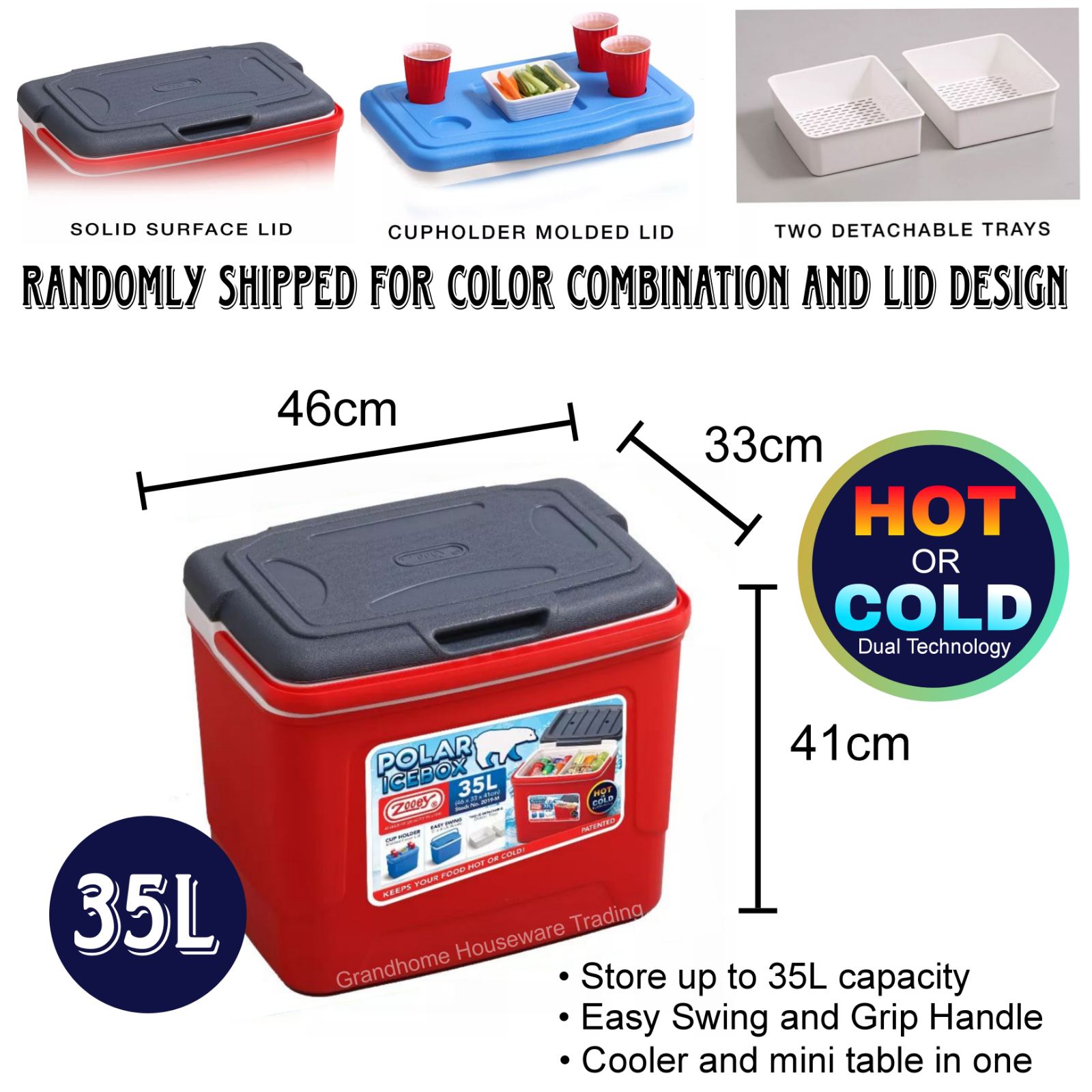 Zooey COOLER BOX Polar Ice Box Chest Insulated Cooler Ice Box Large 35 ...