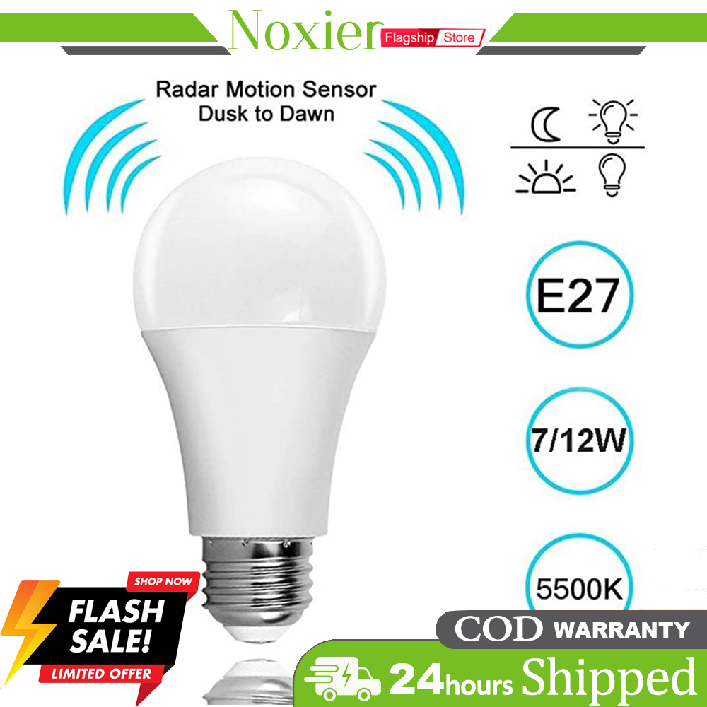 NOXIER Motion Sensor Light Bulb 7W/12W Smart Bulb Radar LED Night ...