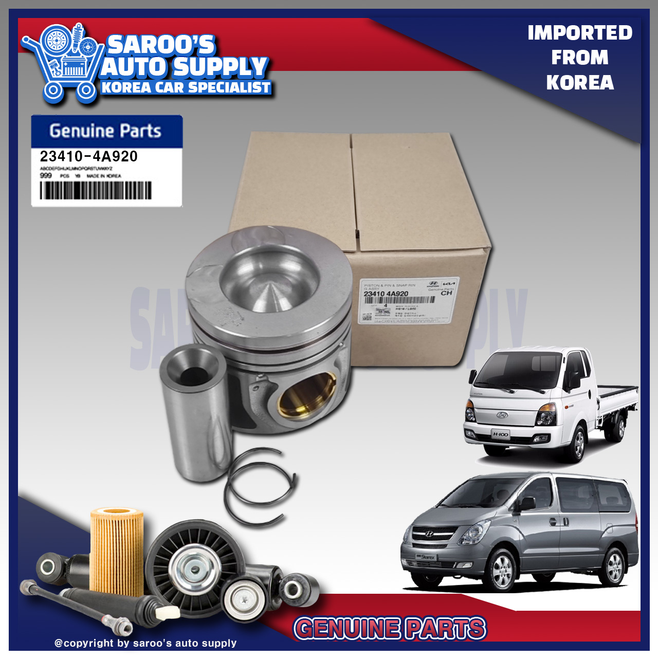 [A1] Engine Piston For Grand Starex (07-11) , H100 (06-11) , Original ...