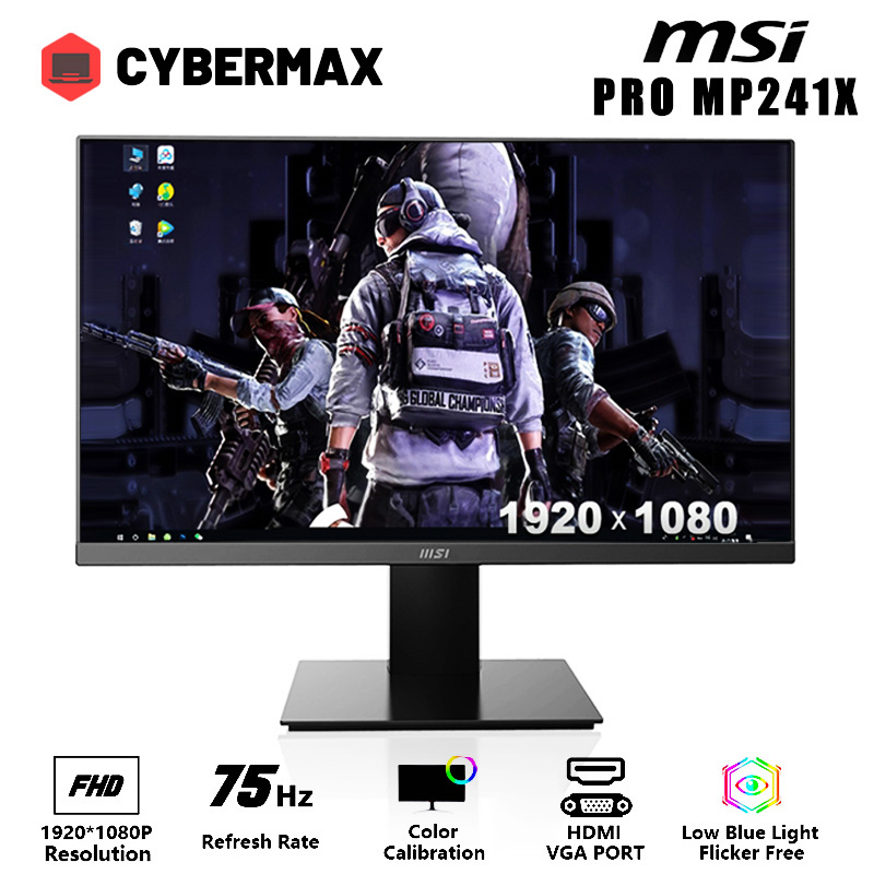 MSI 24 Inch PC Monitor FHD 1080P 75Hz Desktop Computer Gaming Monitor ...