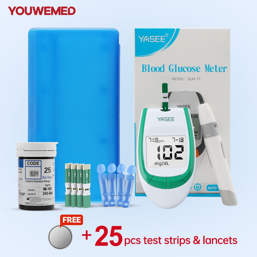 Yasee Glucometer Set Blood Glucose Monitor with 25pcs Test Strips 25pcs ...