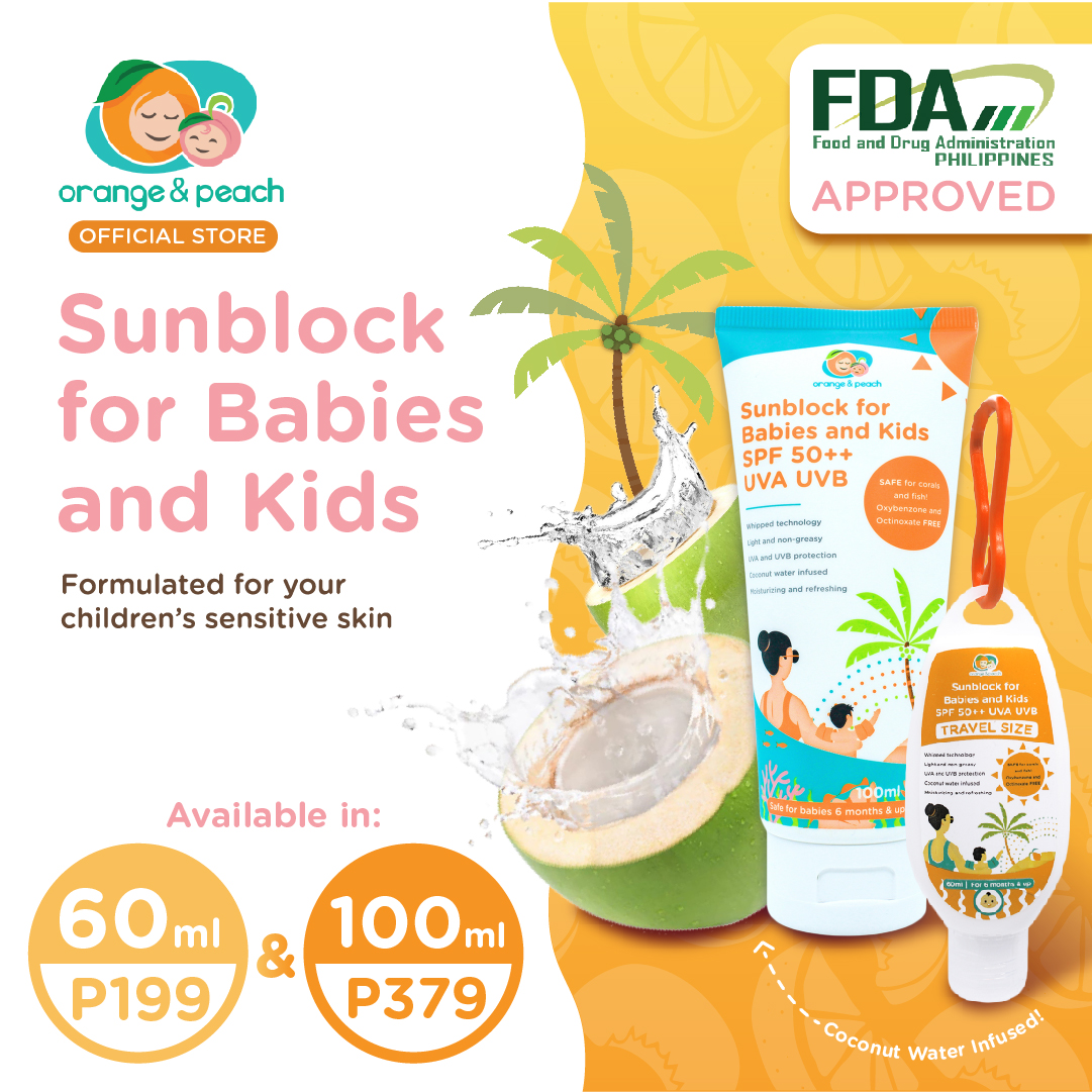 1 pc. Orange and Peach Sunblock for Babies and Kids SPF 50++ UVA and ...