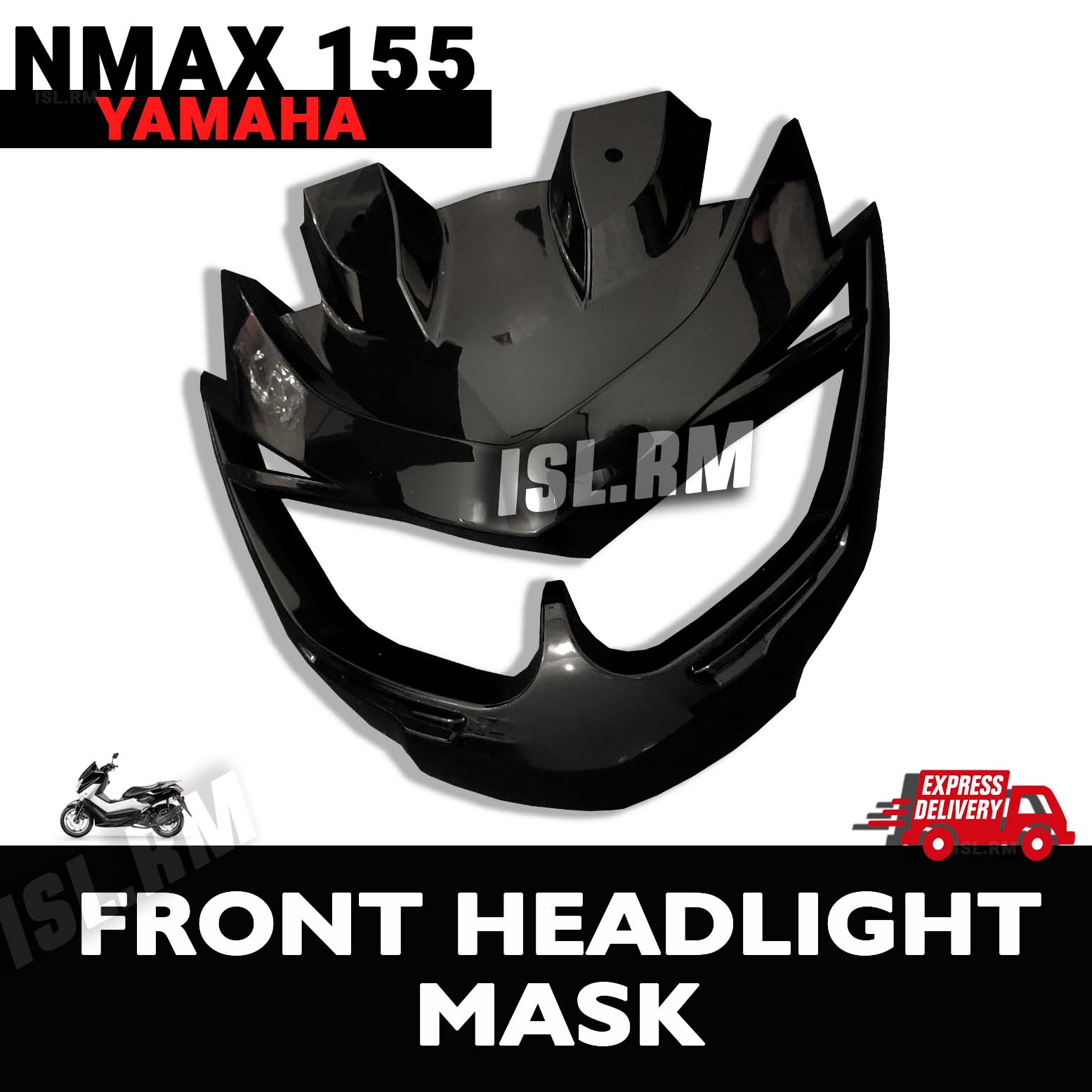 Yamaha NMAX V1 Headlight mask Glossy Black Plug and play yamaha nmax ...