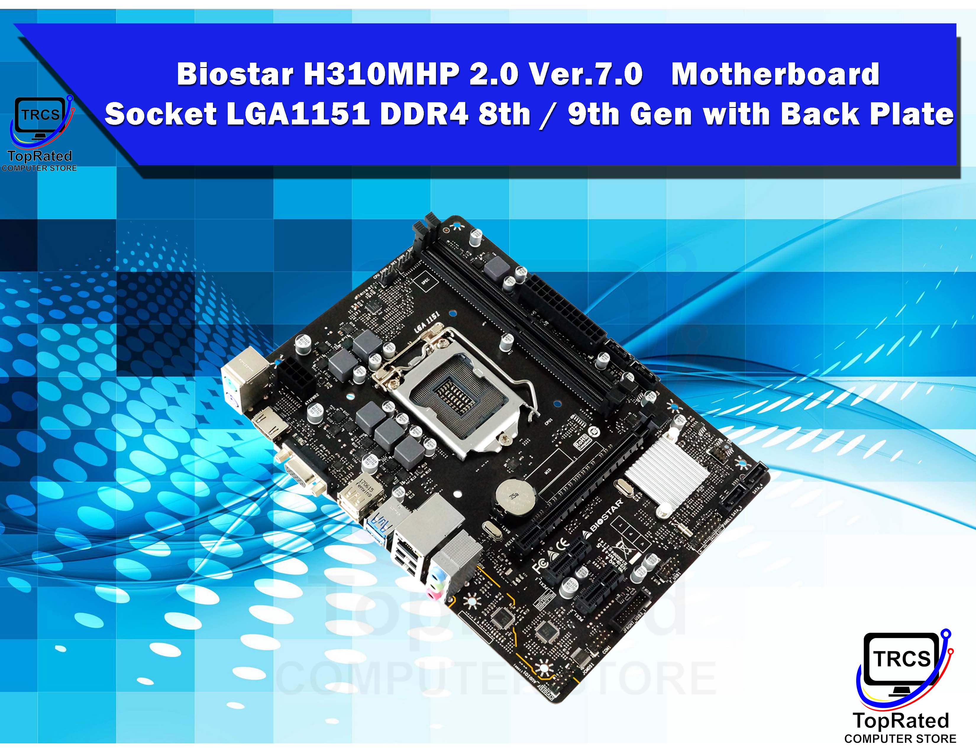 Biostar H310MHP 2.0 Ver.7.0 Motherboard Socket LGA1151 DDR4 6th/7th/8th/9th with Back Plate ...