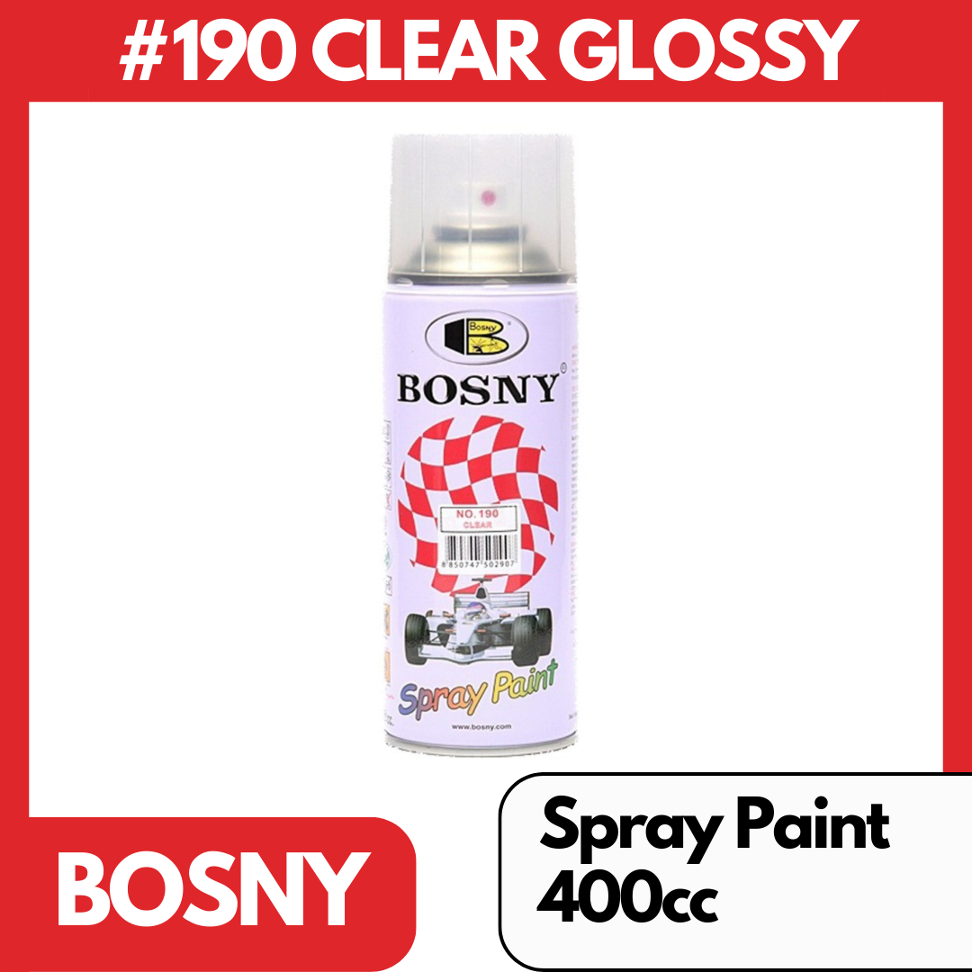 Bosny #190 Clear Glossy - Top Coat Original Acrylic Spray Paint 400cc ...