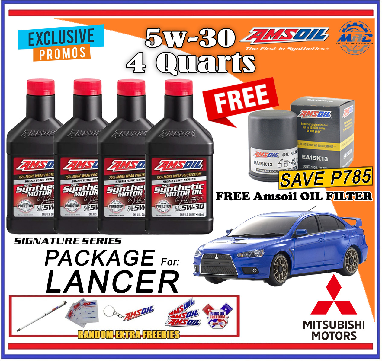 AMSOIL Signature Series 5W-30 4 quarts FREE Oil Filter Package for ...