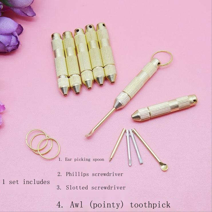 Four mini to dig ear pick screw toothpick multi-function metal earwax ...