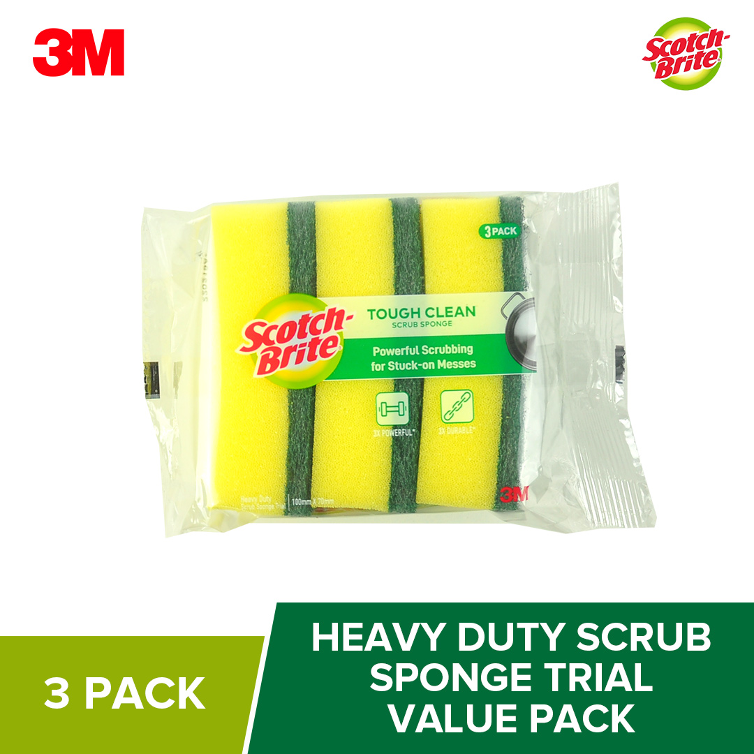 3M Scotch Brite Tough Clean Scrub Sponge Powerful Scrubbing for Stuck ...