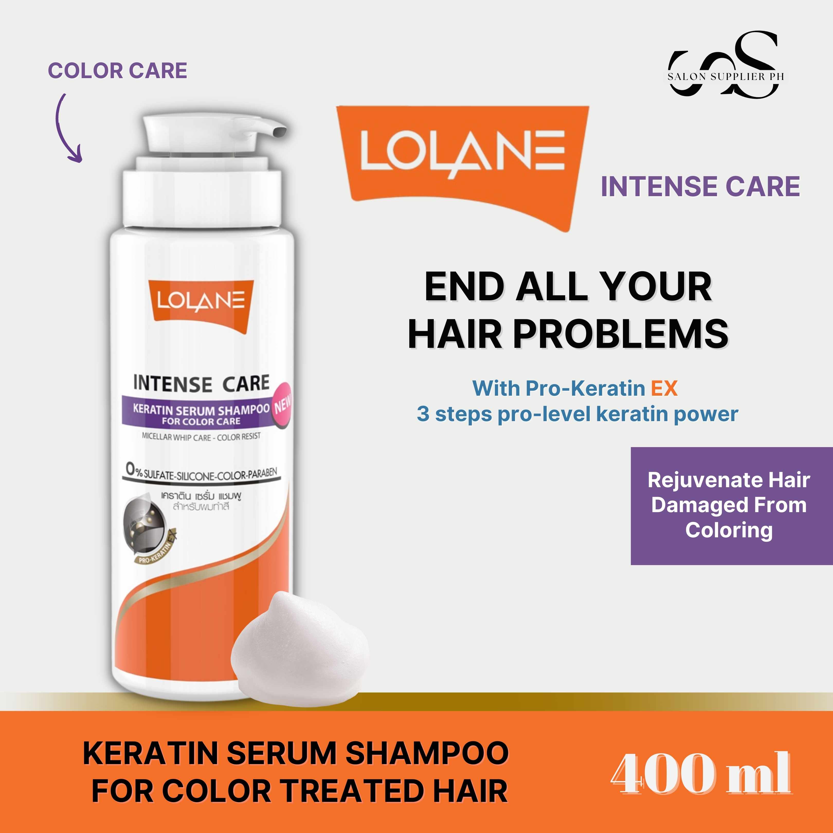 Lolane Intense Care Keratin Serum Shampoo 400 ml, Color Treated Hair ...