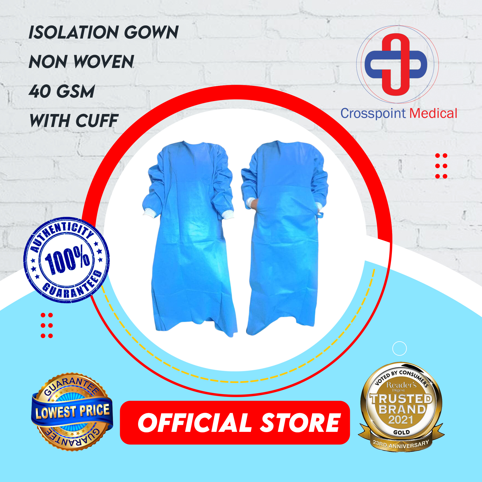 CROSSPOINT Isolation Gown Laminated 1PC | Lazada PH