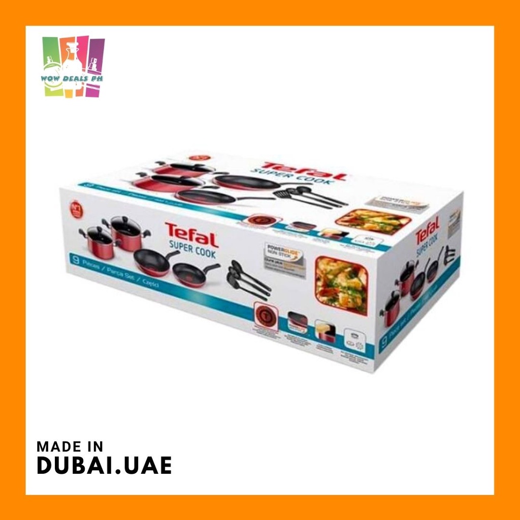 Tefal 9pcs Non Stick Cookware Set Super Cook Red Color for Gas ...