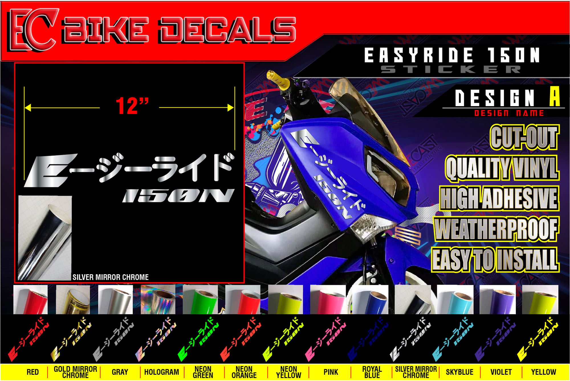 Yamaha NMAX Side Fairings Sticker EASYRIDE 150N - DESIGN A DECALS ...