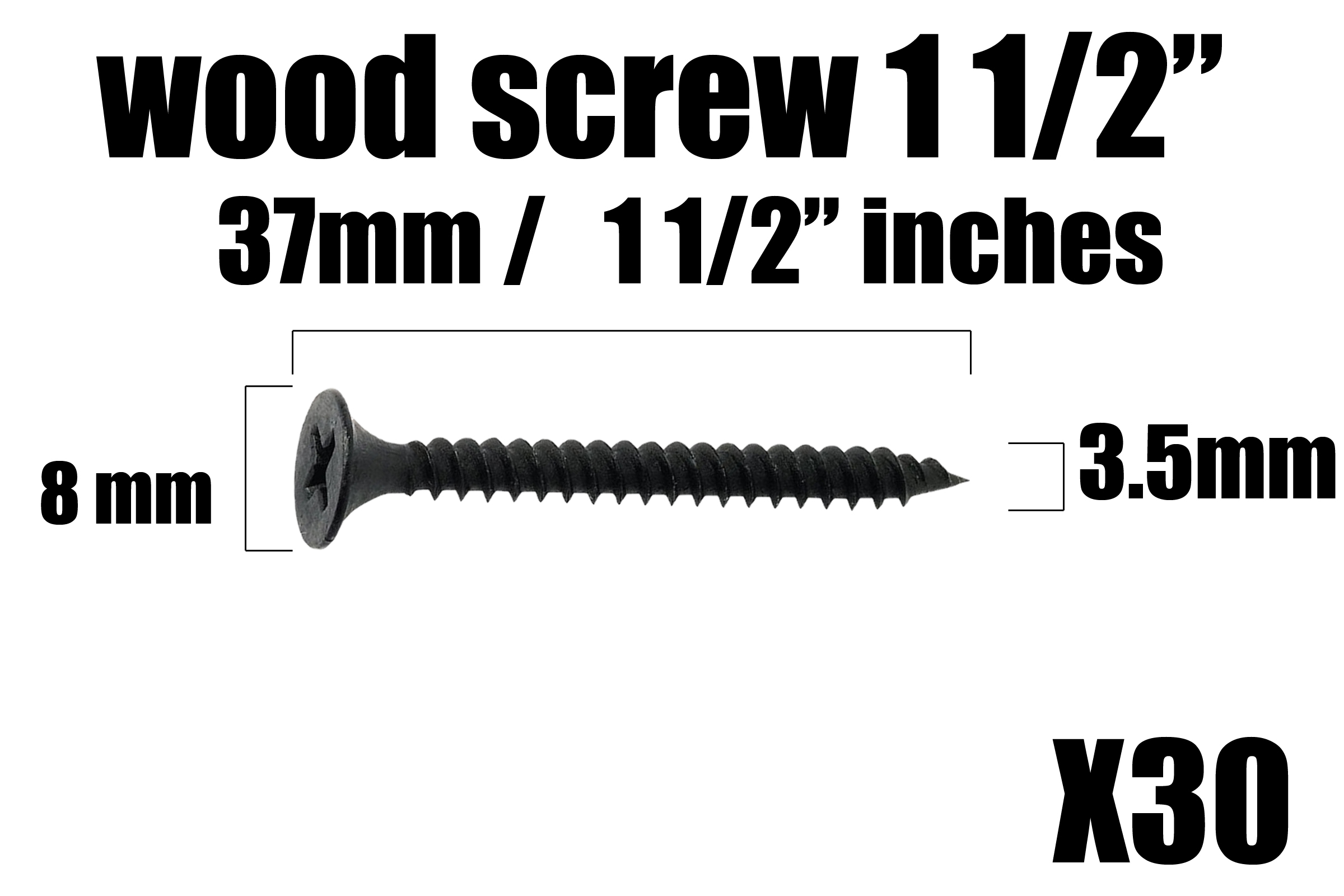 WOOD SCREW BLACK 1 1/2" INCH 30PCS | Lazada PH