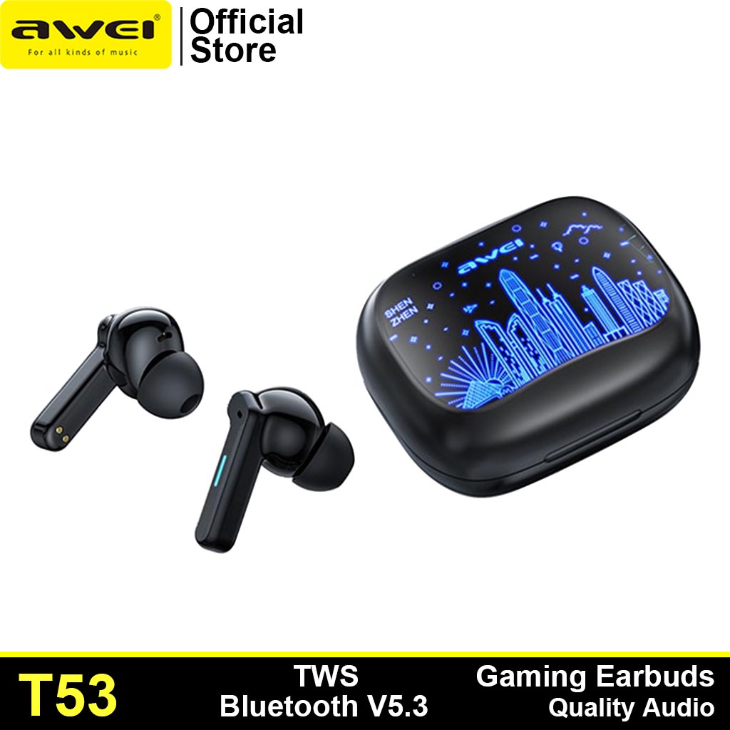 Awei T53 Wireless Gaming Earbuds Bluetooth V5.3 with RGB Colorful ...