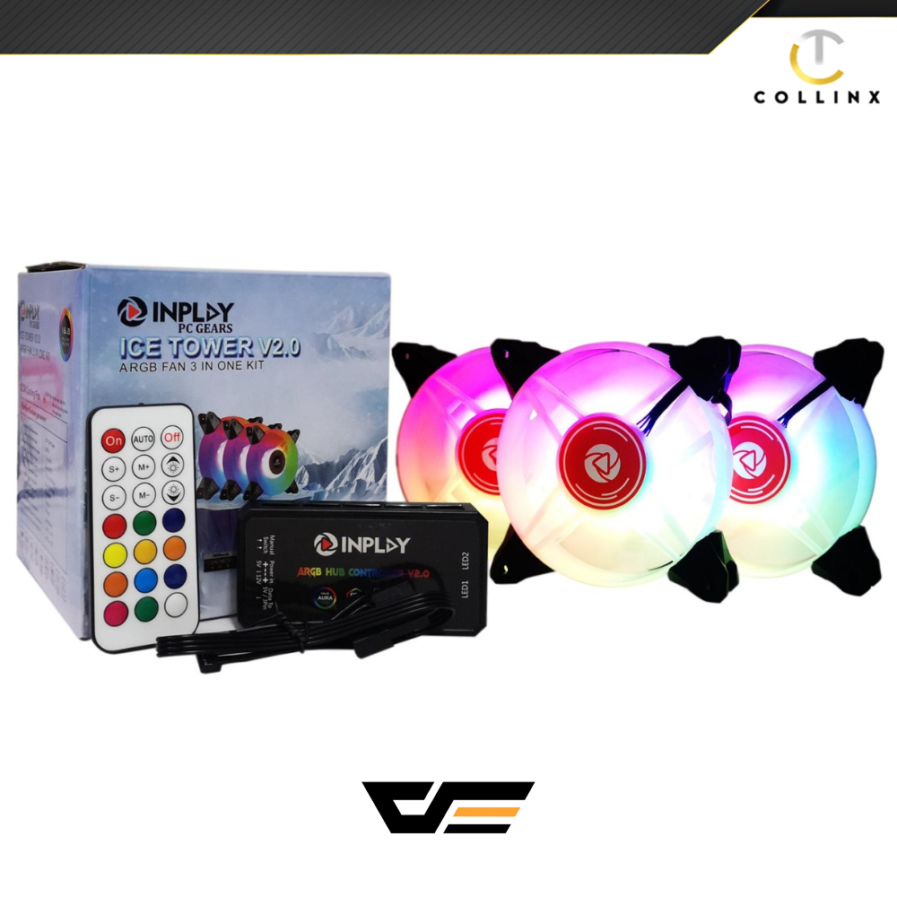 Inplay Ice Tower - 3 ARGB Case Fans | with Remote LED Control and Hub ...