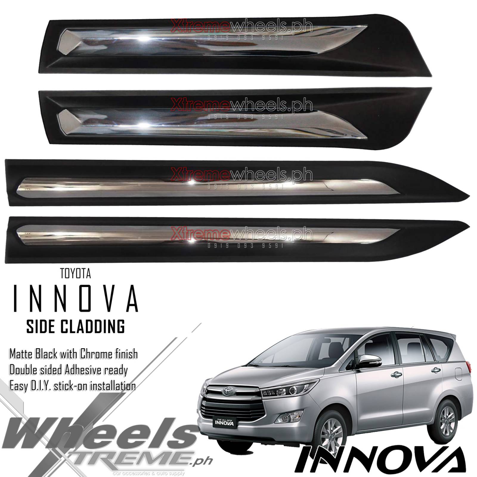 Innova 2016-2023 Silver Black Moulding / Cladding Thailand Made 2 tone ...